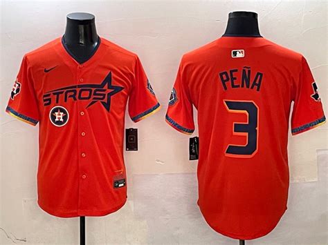 Mens Astros 3 Jeremy Pena 2025 City Connect Baseball Jersey Orange
