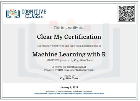Machine Learning With R Cognitive Class Exam Quiz Answers