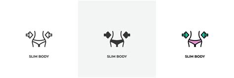 Slim Body Icon Line Solid And Filled Outline Colorful Version