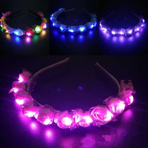Led Flower Crown Headband Light Up Flower Headbands For Women Garlands Glowing Floral Wreath