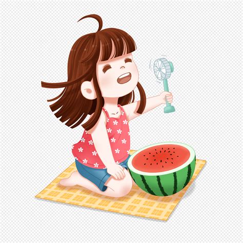 수박을 먹는 부는 아이 Png 일러스트 및 벡터 이미지 무료 다운로드 Lovepik