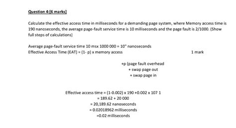Solved Question 46 Marks Calculate The Effective Access