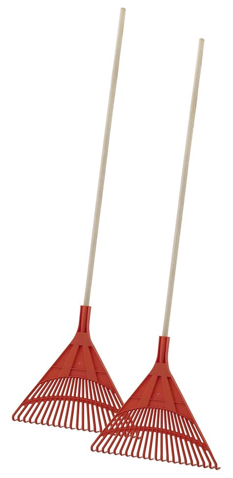 Adult Rake With Hardwood Handle Durable Plastic Head To Sweep Leaves