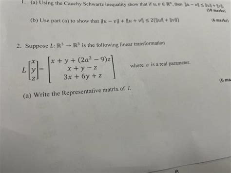 Solved A Using The Cauchy Schwartz Inequality Show That Chegg