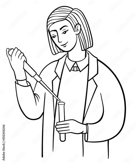 Female Researcher Works In Laboratory Scientist In White Coat At Work Conducts An Experiment