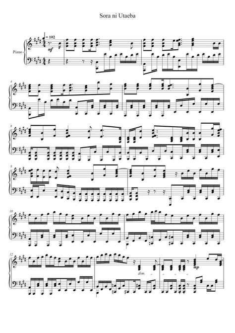 Sora Ni Utaeba Piano Sheet Music By F B Piano Anime Topiano