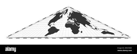 Vector World Map Collignon Equal Area Pseudocylindrical Projection