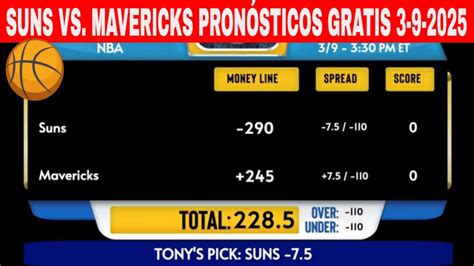 Phoenix Suns vs Dallas Mavericks 3/9/2025 Pronósticos GRATIS de la NBA ...