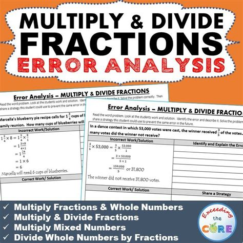 Multiply And Divide Fractions Word Problems Error Analysis Find The Error