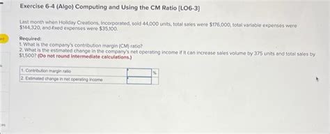 Solved Od Exercise 6 4 Algo Computing And Using The Cm