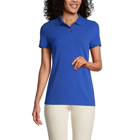 Lands End Essentials Womens Short Sleeve Basic Mesh Polo Shirt