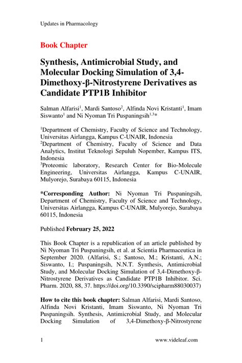 (PDF) Synthesis, Antimicrobial Study, and Molecular Docking Simulation ...