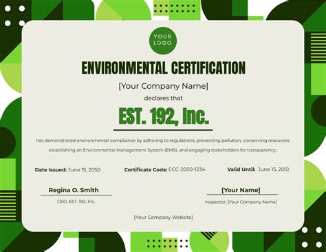 Environmental Certification For Companies Template Edit Online