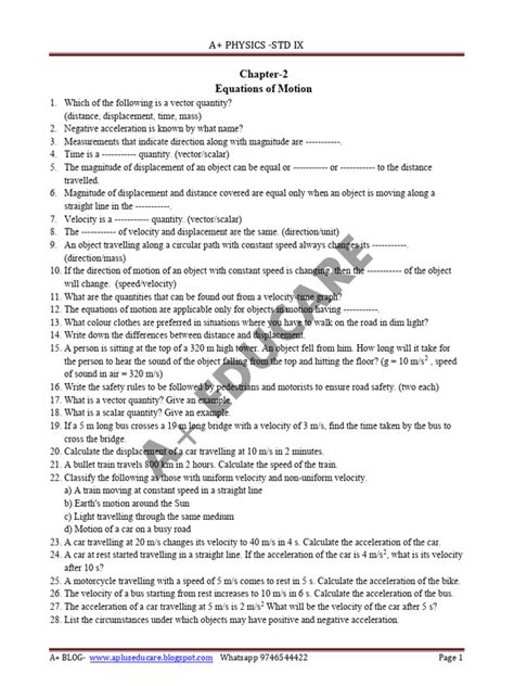 A Blog Std 9 Physics Chapter 2 Practice Questions Em Pdf