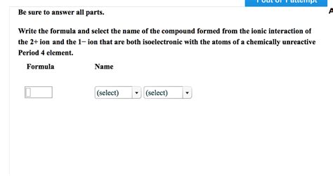 Solved Write The Formula And Select The Name Of The Compound Chegg Com