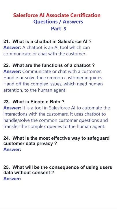 Salesforce Ai Associate Certification Helpful Questions And Answers Part 5 Youtube