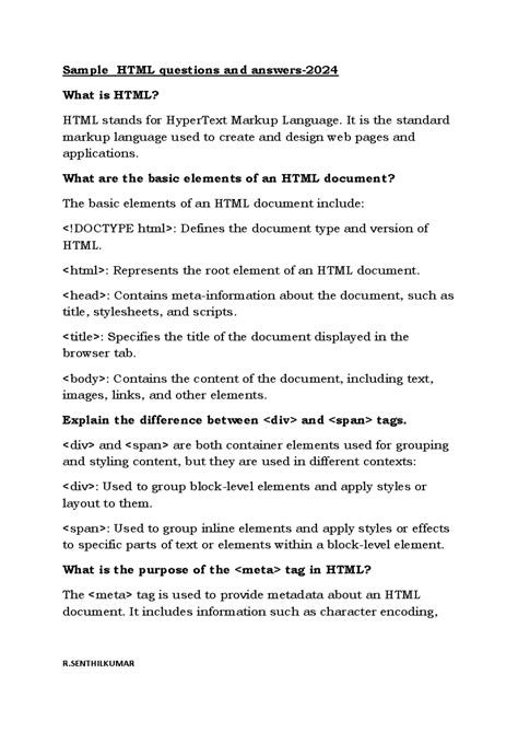 Html And Php Interview Question Sample Sample Html Questions And Answers 2024 What Is Html