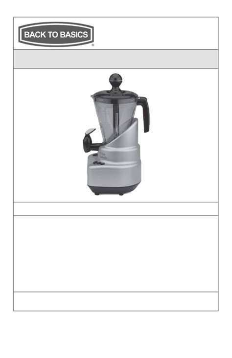 Back To Basics Smoothie Elite Manual 28 Sider