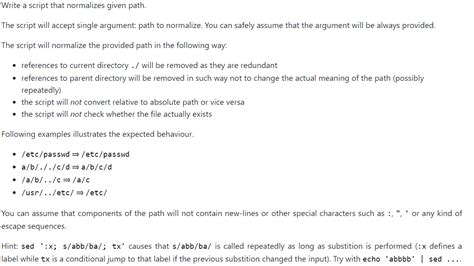 Solved Write A Script That Normalizes Given Path The Script