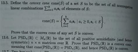 Solved Define The Convex Cone Cone S Of A Set S To Be Chegg Com
