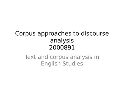 corpora and discourse analysis docsity