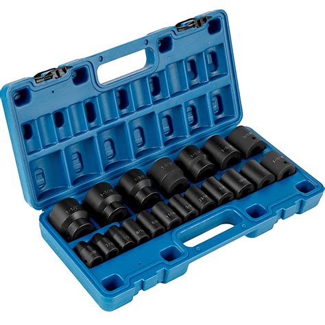 Kffkff 1 2 Impact Socket Set Set Of 19 Sae Standard Sizes Ranging From 3 8 To 1 1 2 6