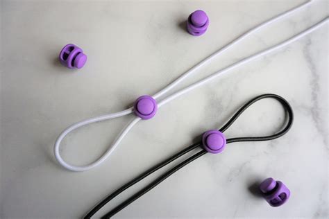 Purple Cord Lock With Button 5 8 Inch Cord Stopper Two Hole Toggles Elastic Cord Adjuster