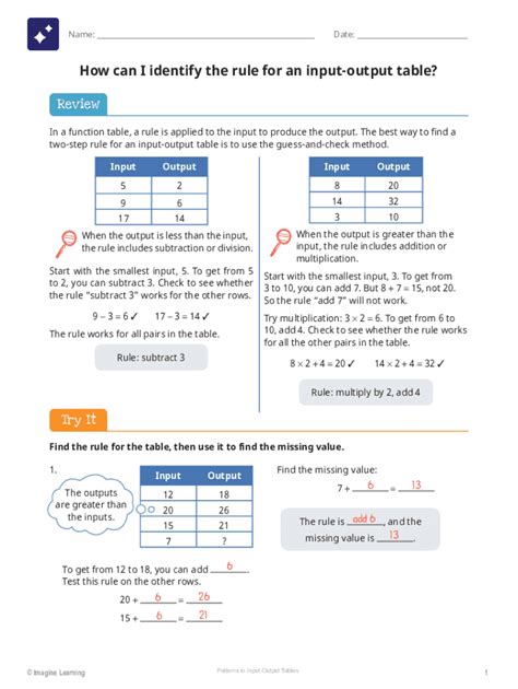 Fillable Online How Can I Identify The Rule For An Input Output Table