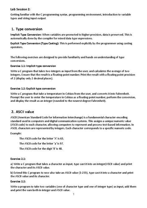 Assignment Basics Of C Lab Session Getting Familiar With The C