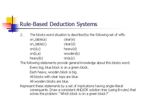 Rulebased Deduction Systems Rulebased Deduction Systems The Way