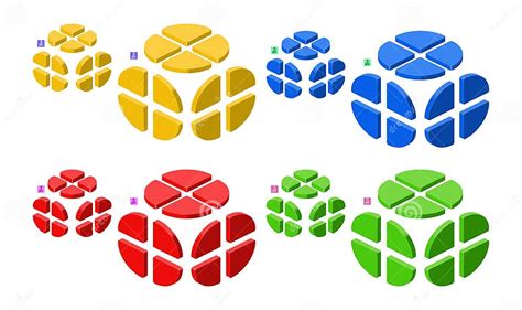 3d Set Of Colored Constructor Kit In Isometry Pie Vector Illustration Stock Vector