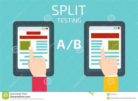 a b comparison split testing concept with tablet computer stock