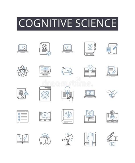 cognitive science line icons collection quantum physics social