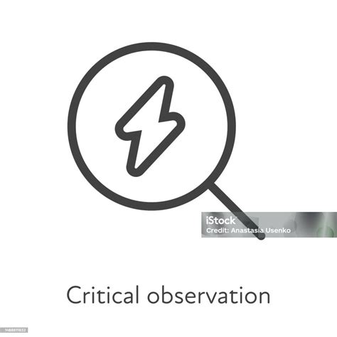개요 스타일 Ui 아이콘 비즈니스 컬렉션을 위한 소프트 스킬 벡터 검정 선형 그림입니다 비판적 관찰 번개 에너지 기호가 분리된
