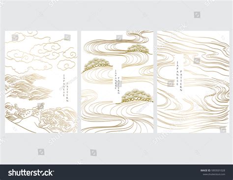 Abstract Landscape Background Japanese Wave Pattern Stock Vector Royalty Free 1893501028