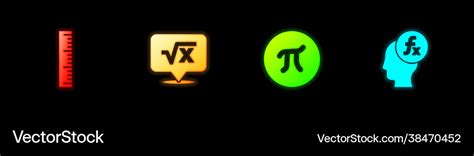 Set Ruler Square Root X Glyph Pi Symbol Royalty Free Vector