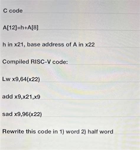 solved c code a[12] h a[8] h in ×21 base address of a in