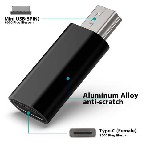 Переходник типа C мама на мини Usb папа черный купить на Ozon по низкой цене 2169094008