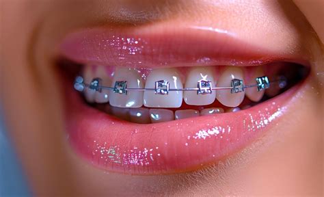 Closeup Of Smile With Braces A Closeup Shot Of A Persons Mouth