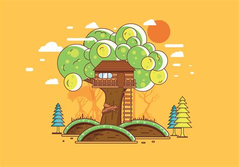 Treehouse Vector 128356 Vector Art At Vecteezy