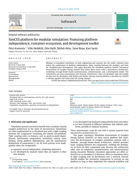 Pdf Simces Platform For Modular Simulation Featuring Platform Independence Container