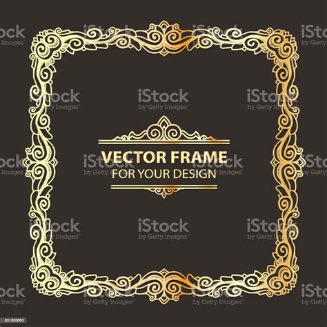 빈티지 벡터 골드 복고 프레임 카드를 설정합니다 꽃 로얄 조각 디자인 레이블 텍스트에 대 한 장소를 광고 선 서 예 배경 Flourishes 0명에 대한 스톡 벡터 아트 및