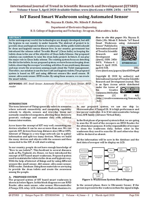 Iot Based Smart Washroom Using Automated Sensor Pdf Public Toilet