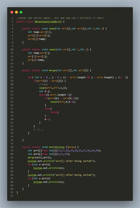 sandeep patel on linkedin code 7 merging two sorted arrays in o 1