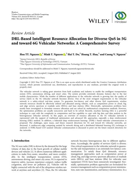 review article drl based intelligent resource allocation for diverse