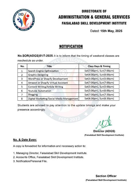 Faisalabad Skill Development Institute Faisalabad