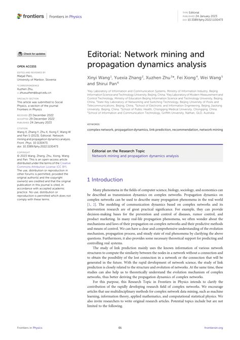 Pdf Editorial Network Mining And Propagation Dynamics Analysis