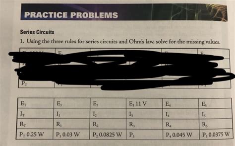 Solved PRACTICE PROBLEMS Series Circuits Using The Three Chegg