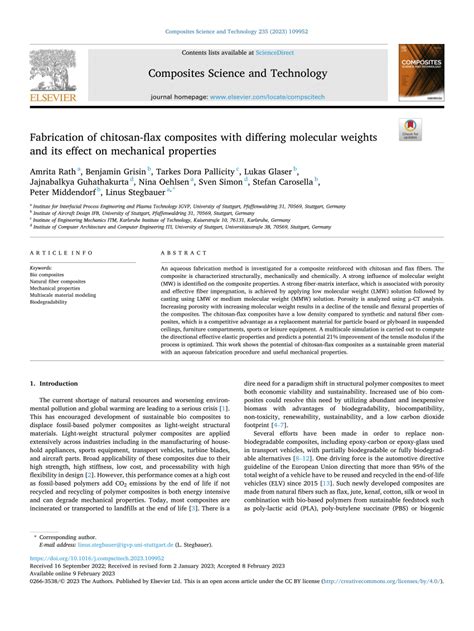 Pdf Fabrication Of Chitosan Flax Composites With Differing Molecular