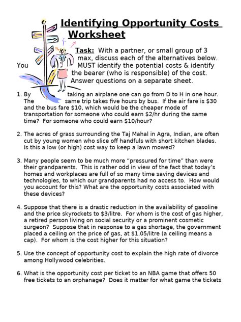 Opportunity Costs Worksheet Pdf